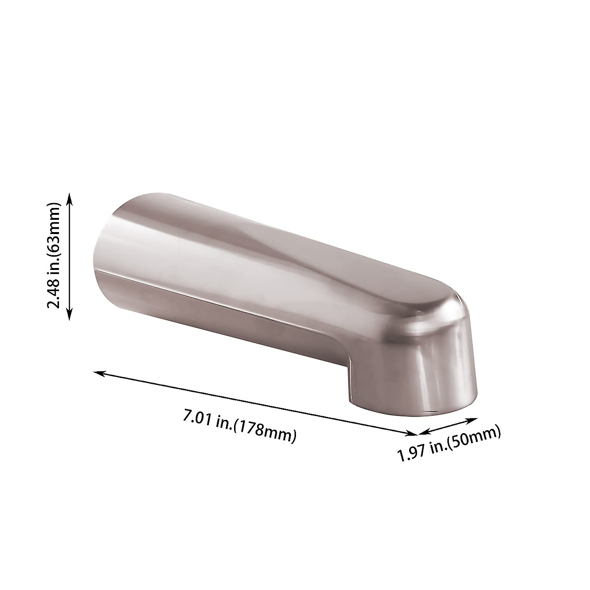 SENTO Slip On Gold Universal Heavy Durable Metal Bathroom Tub Spout Without Diverter, Heavy Duty Metal Bathtub Faucet Without Shower Diverter - 7 Inches 1/2" Copper Pipe, Satin Nickel