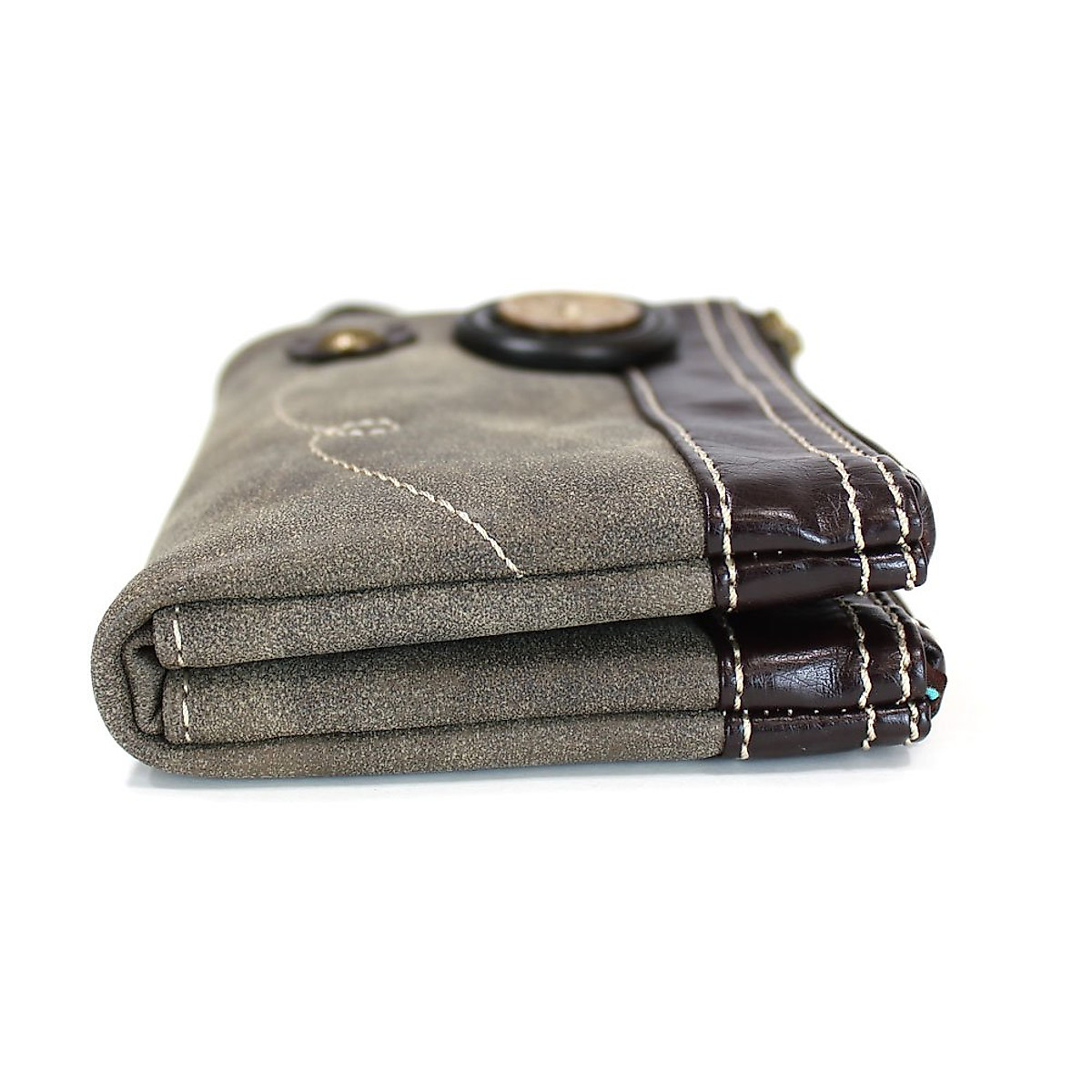 CHALA GEMINI Crossbody Faux Leather Gift Messenger Bag with Double Zip Wallet (Dark Grey Handbag Only + Wallet Set)