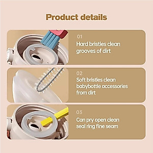 3 in 1 Cup Lid Cleaning Brush, 2024 New Crevice Cleaning Brush for Bottle Gap Tight Spaces Cup, Rotatable Kitchen Cleaning Brush Gadgets Cup Lid Cleaner Cup Mouth Scrubber (A)