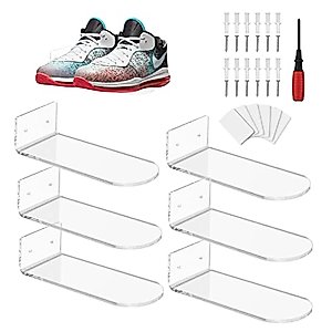 Yegvea 6 Pack Transparent wall floating display racks, Used to place all kinds of footwear or light and small items. Suitable for places such as shops, collections and exhibitions
