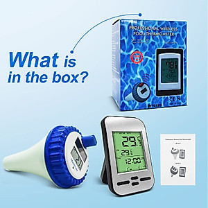 Pool Thermometer, Wireless Floating Easy Read, Solar Remote Digital Outdoor Floating Thermometers for Swimming Pool, Bath Water, and Hot Tubs