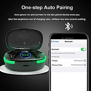 Pro 80 TWS True Wireless Earbuds Bluetooth 5.3 Wireless Earphones, Built-in Microphone, IPX7 Waterproof, HD Physical Noise Cancellation, Charging Case LED Power Display
