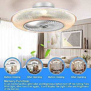 AnEgoe Ceiling Fan with Lights Remote Control, 23'' Large Modern Ceiling Fan 360° Angle Airflow Flush Mount Ceiling Fan with Lights Low Profile Fan for Bedroom Living Room Kitchen