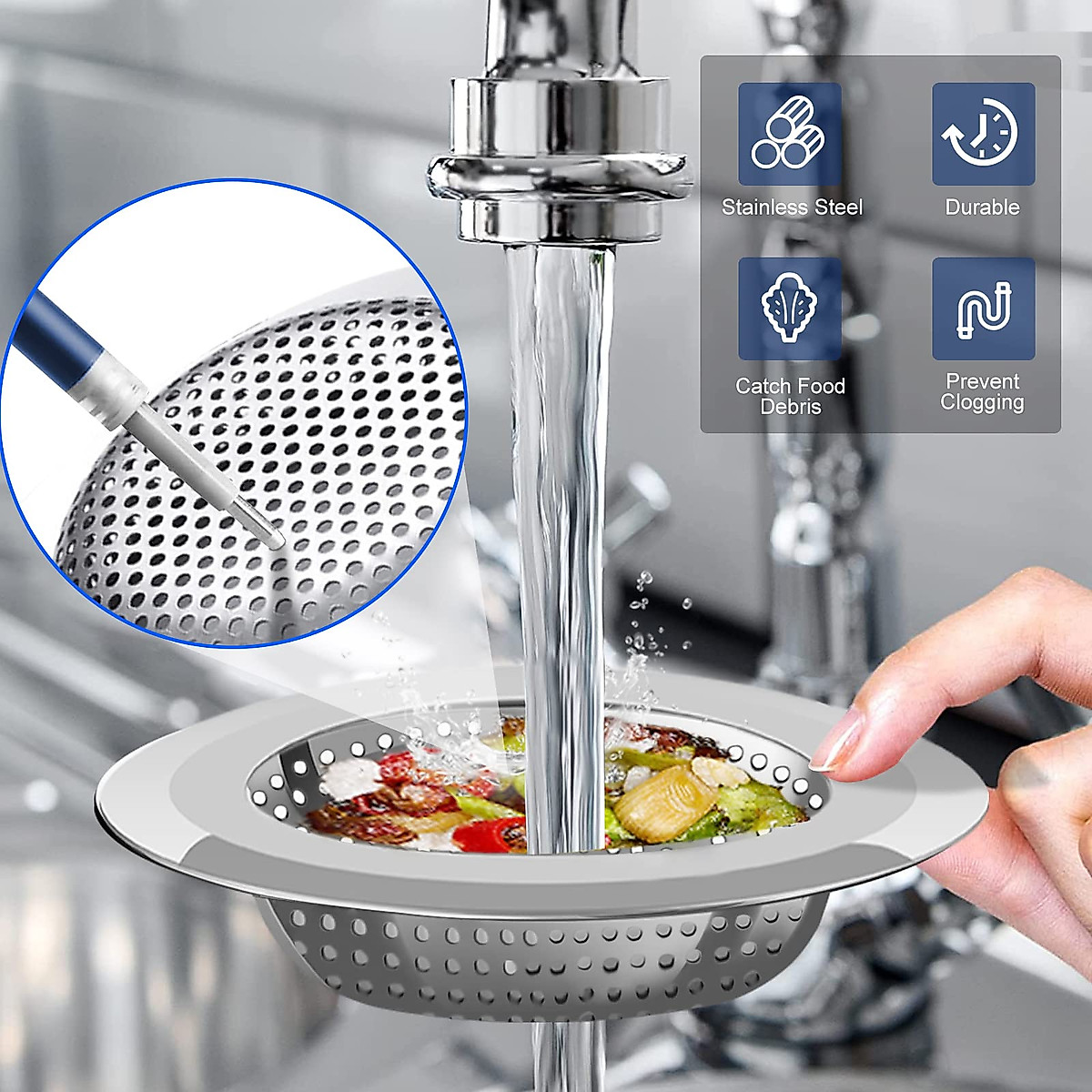 V-TOP 2 Pack Tub Stopper + 4 Pack Sink Strainer Stopper Kit