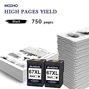 Mooho Remanufactured Ink Cartridge Replacement for HP 67XL 67 XL HP67 HP67XL for HP Envy 6055 6055e 6052 Envy Pro 6455 6455e Deskjet 2755e 2755 Deskjet Plus 4140 4155e Printer (Black, 2 Combo Packs)
