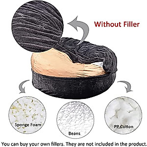 FEYOTH (it was only a Cover, not a Full Bean Bag Giant Fur Bean Bag Chair for Adult Living Room Furniture Big Round Soft Fluffy Faux Fur BeanBag Lazy Sofa Bed CoverFaux Fur BeanBag Lazy Sofa Bed Cove