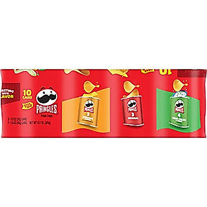 Pringles Potato Crisps Chips, Lunch Snacks, Office and Kids Snacks, Grab N' Go Snack Pack, Variety Pack, 13.7oz Tray (10 Cans)
