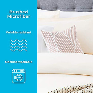 Linenspa Microfiber Duvet Cover - Three Piece Set Includes Duvet Cover and Two Shams - Soft Brushed Microfiber - Hypoallergenic, Cream, Full