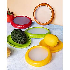 4pcs Silicone Fruit Storage Box, Upgrated Silicone Fruit And Vegetable Anti-Oxidation Storage Containers, Fresh Preservation Box for Avocado Tomato Onion Lemon, Container Set for Fridge Keep Fresh