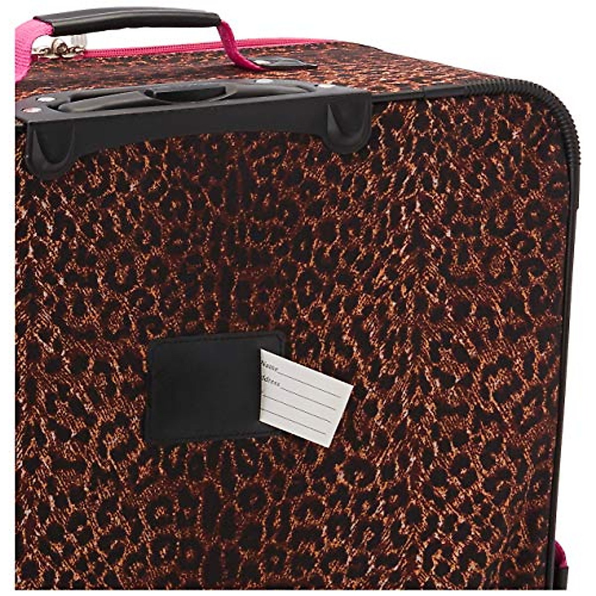 Rockland Vara Softside Upright Luggage, Pink Leopard, 3-Piece Set (20/22/28)