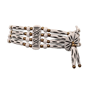 outROAR Gear American Indian Style Bone Choker Necklace, 4 Row White Speckled Traditional Hairpipe Beads, Unisex Adjustable