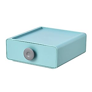 ZSEDP Nordic Stackable Drawers Desktop Storage Box Sundries Organizer Case Rack Cute Cosmetics Container (Color : Blue, Size : 1 Layers)