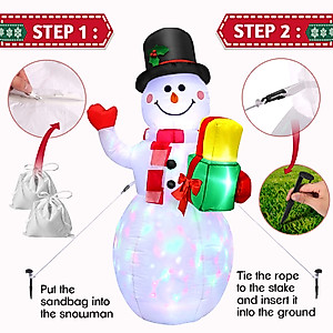 Christmas Inflatables Snowman Outdoor Yard Decorations, 5 FT Christmas Blow up Snowman with Black Top Hat, Built-in LED Lights for Xmas Home Garden Family Prop Lawn Holiday Party Indoor Decor