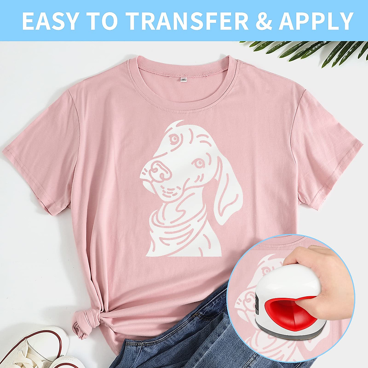 Lya Vinyl Heat Transfer Vinyl 12" x 10ft White Iron on Vinyl Roll for Cricut, Silhouette Cameo, Premium HTV for DIY Clothes, Bags, Shoes and Other Textiles