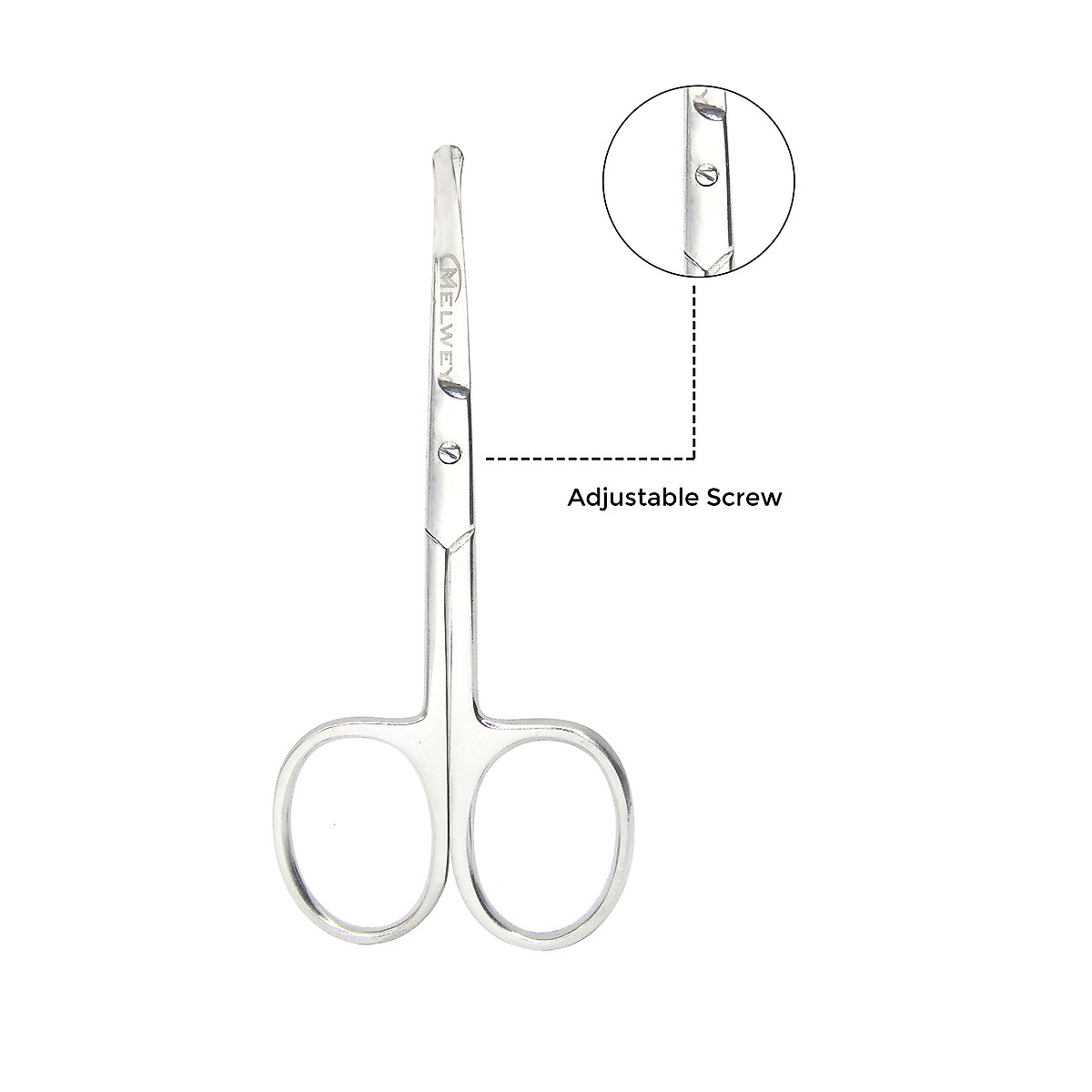 Melwey Rounded Stainless Steel Facial Hair Scissors/Safety Scissor for - Nose, Eyebrows, Facial Hair, Eyelashes, Moustache, Beard Trimming, Baby Nail.