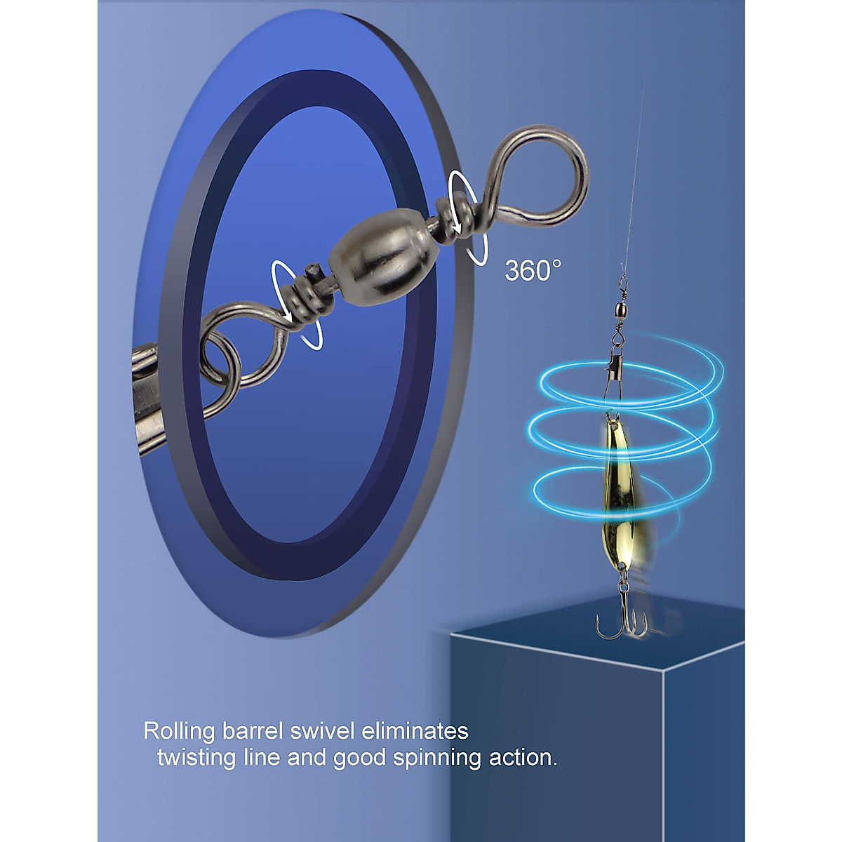 Beoccudo 210pcs Barrel Swivels with Snaps, Fishing Swivels Saltwater Freshwater Snap Connector