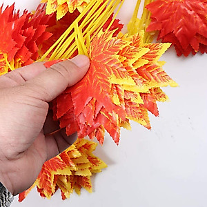 12 Pack Fall Leaves Leaf Garland Hanging Vines Artificial Maple Thanksgiving Decor for Home Wedding Fireplace Party Bedroom Kitchen Restaurant DIY Christmas Table Decorations Flower Garden