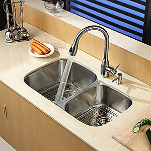 Kraus KBU24 32 inch Undermount 60/40 Double Bowl 16 gauge Stainless Steel Kitchen Sink