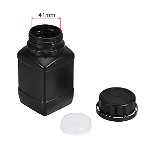 uxcell Plastic Lab Chemical Reagent Bottle, 250ml/8.45 oz Wide Mouth Sample Sealing Liquid/Solid Storage Bottles, Black 2pcs