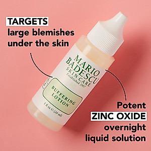 Mario Badescu Buffering Lotion Blemish Spot Treatment for Face with Potent Zinc Oxide, Niacinamide and B Vitamins | Overnight Treatment Serum that Targets Large Blemishes Under the Skin | 1 Fl Oz