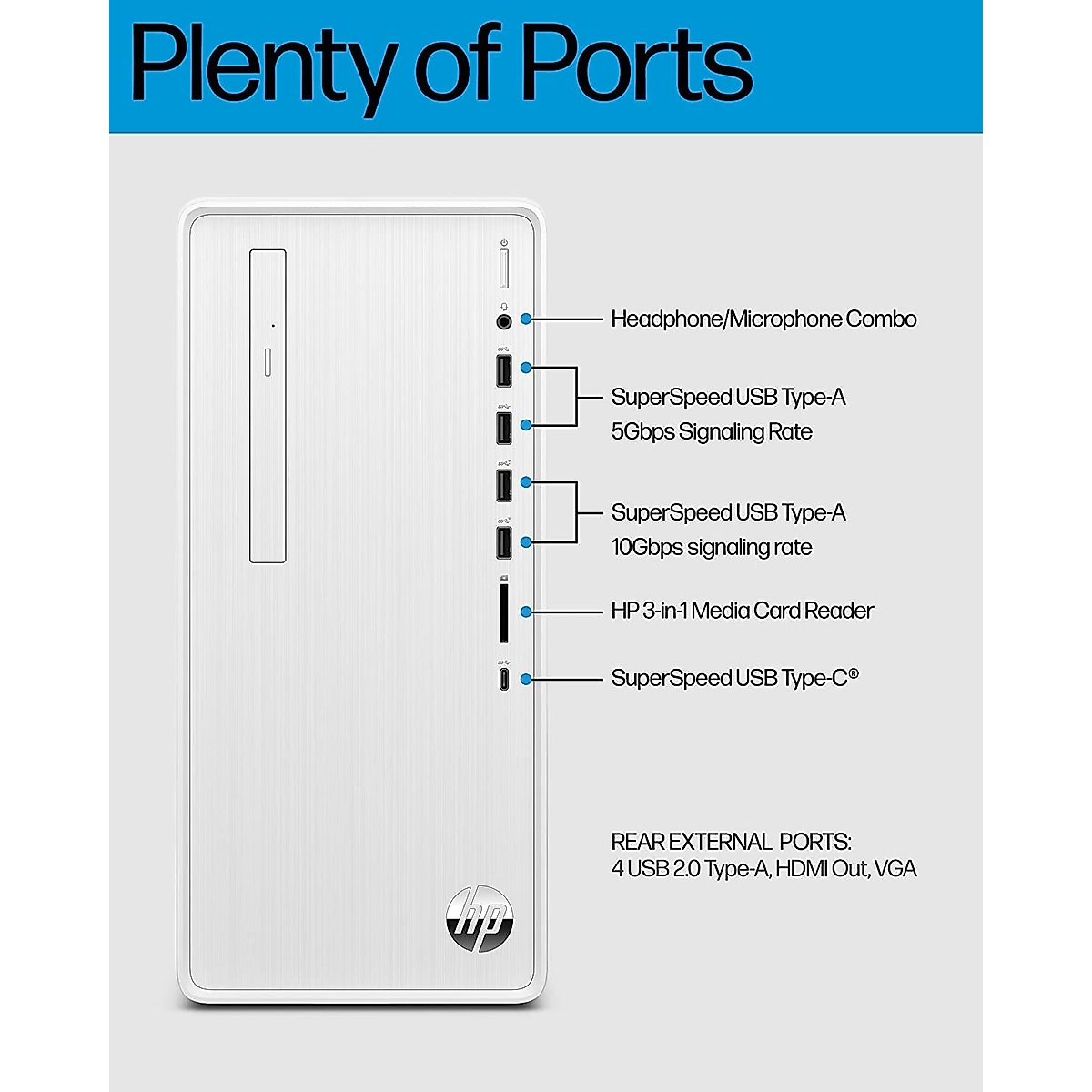 HP Pavilion Desktop TP01-3016 PC Intel Core i5-12400 2.50 GHz (up to 4.4 GHz) 12 GB DDR4-3200 RAM 256 GB PCIe NVMe TLC M.2 SSD Intel UHD Graphics 730 Windows 11(Renewed)