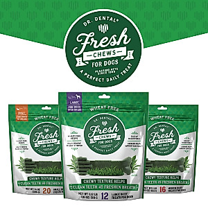 Dr. Dental Medium Fresh Chews Dental Dog Treats, Clear, 16 OZ