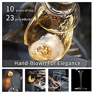 JBHO Hand Blown Italian Style Crystal Burgundy Wine Glasses - Lead-Free Premium Crystal Clear Glass - Set of 2-21 Ounce - Gift-Box for any Occasion