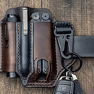 ViCiCA Multitool Sheath for Belt, Organizer Storage Belt Waist Bag for Men, Leatherman Sheath with Flashlight Sheath, EDC Leather Pouch for Camping