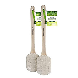 EcoTools Loofah Bath Brush, Shower Brush with Ergonomic Handle, Cleans Hard to Reach Areas, Eco-Friendly Bath Sponge, Gentle Cleansing & Exfoliating, Vegan & Cruelty-Free, 2 Count