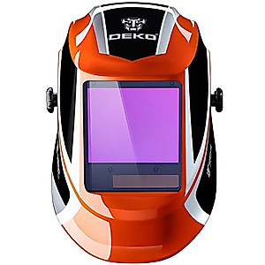 DEKOPRO Welding Helmet Auto Darkening Solar Powered wide viewing field Professional Hood with Wide Lens Adjustable Shade Range 4/9-13 for Mig Tig Arc Weld Grinding Welder Mask