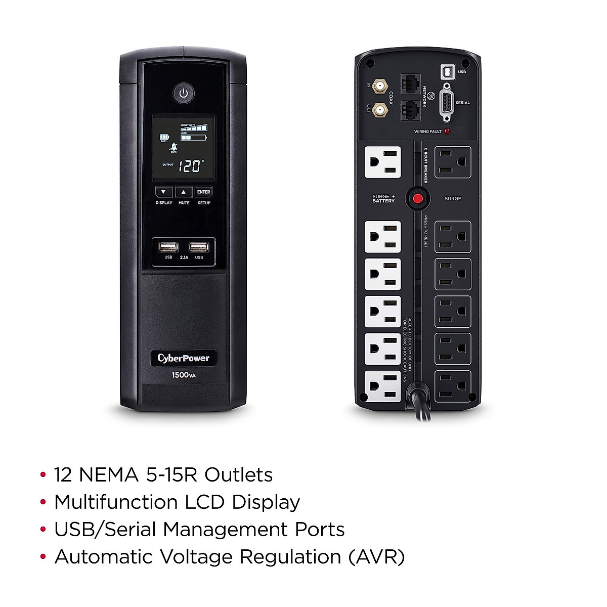 CyberPower BRG1500AVRLCD Intelligent LCD UPS System, DISCONTINUED