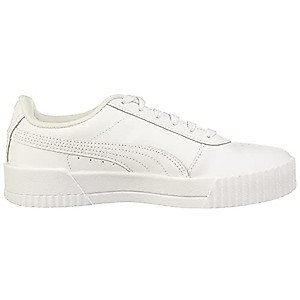 PUMA Women's Carina Sneaker, White White Silver, 9 M US