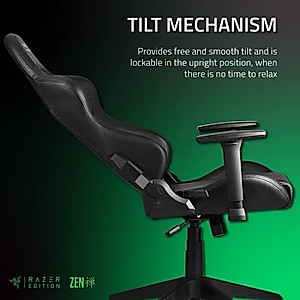 Tarok Essentials - Razer Edition Gaming Chair by Zen - Razer Chair Gaming - Video Game Chairs - Lime Green Gaming Chair - PC Gaming Chair Black Office Desk Chair Adult Leather XL Lumbar Support Gamer