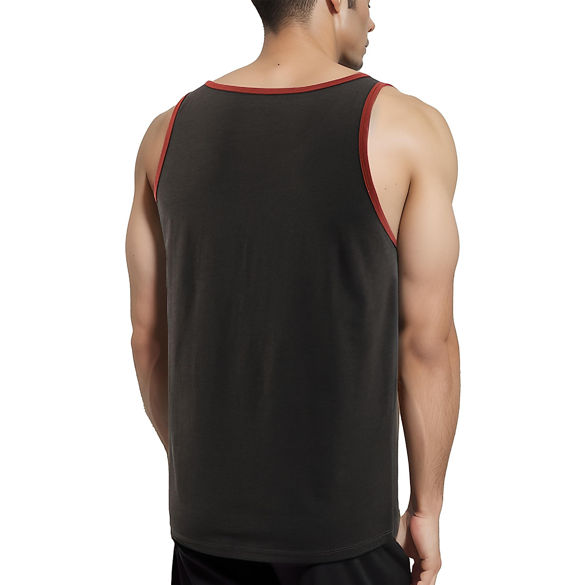 KNQR Men's Casual Retro Slim Fit Workout Gym Muscle Running Tank Top Undershirts Sleeveless Shirts H.Charcoal/Rusty L
