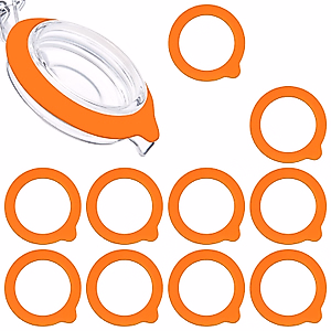 SAVITA 10 Pcs Silicone Gaskets for Storage Jars, 3.75 Inch Silicone Jar Gaskets Rubber Seals Mason Jar Seals Rubber Rings for Regular Glass Jars Mason Jars (Orange)