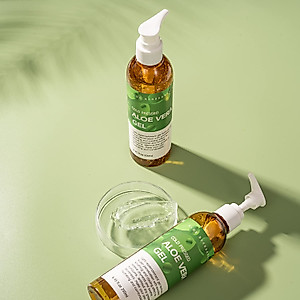 benatu Aloe Vera Gel for Face and Hair, 100% Pure Cold Pressed, Natural Facial Moisturizer for Sunburn Relief, Ance, Skin Care (8.8 fl oz)