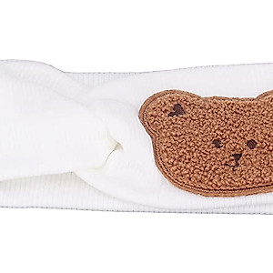 Baby Girls Headbands, Infant Headbands Cute Cartoon Bear Cotton Allmatch for Daily Home Photography (White)