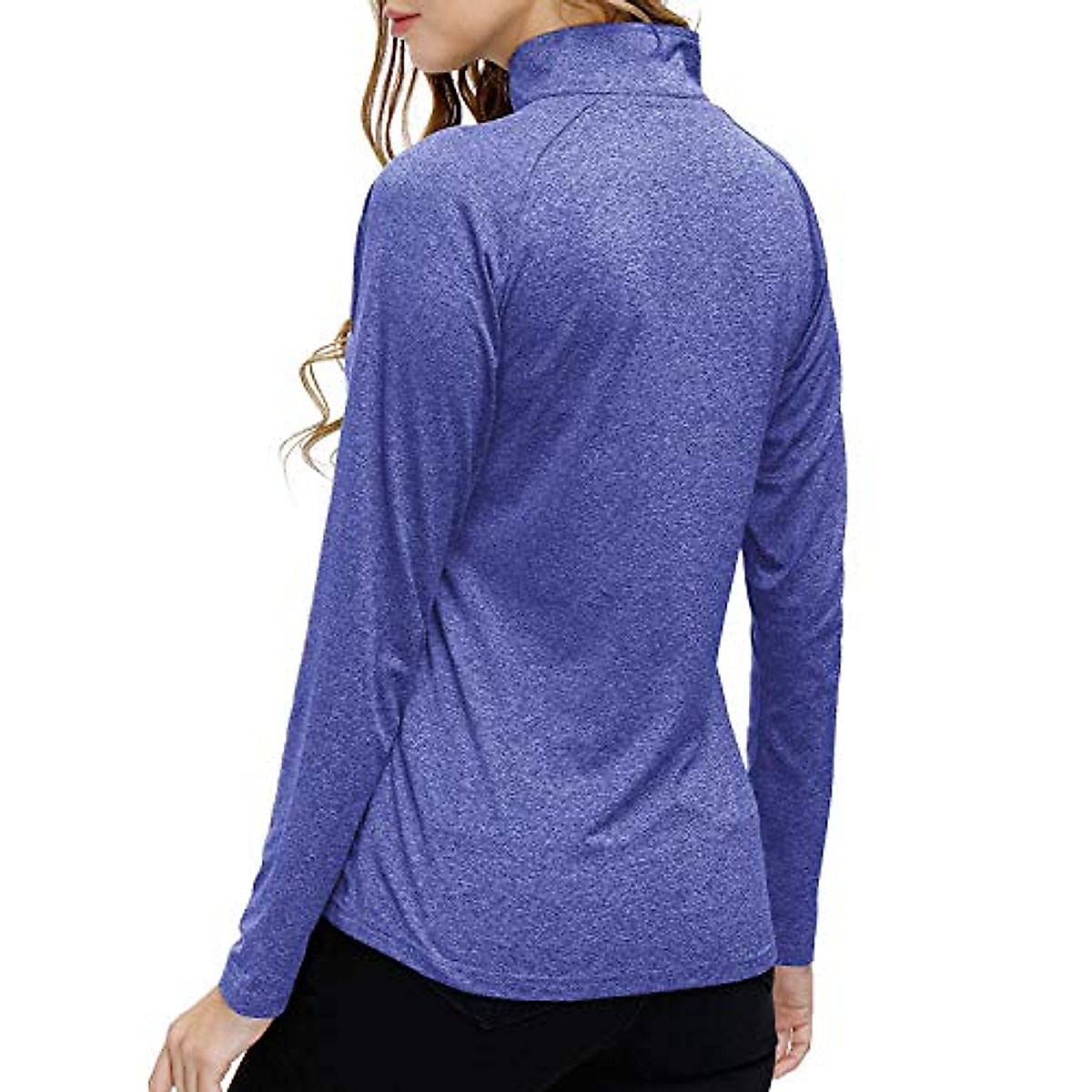 AjezMax Long Sleeve Running Shirts Womens Half Zip Pullover Athletic Workout Tops Sky Blue S