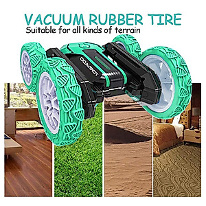 Netsky Remote Control Car for Boys Girls, RC Stunt Car 4WD 2.4Ghz Double Sided 360°Rotating RC Cars Toy for 3 4 5 6 7 -12 Years Kids,RC Crawler with Music and Led Lights (Green)