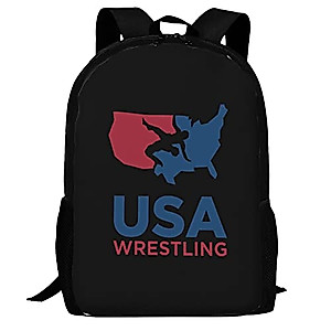 Usa Wrestling Big Capacity Travel Hiking Backpack For Girls Boys, Travel Laptop Backpack