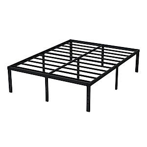 EMODA 18 Inch California King Bed Frames Heavy Duty Tall Metal Cal King Platform with Large Storage Space, No Box Spring Needed, Noise Free, Black