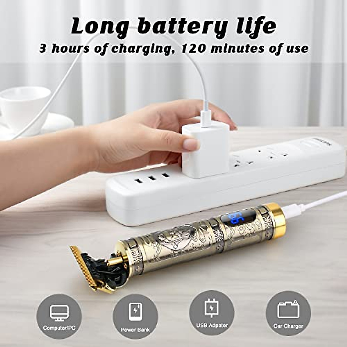 Innens Hair Clippers for Men, Professional Mens Hair Clippers Zero Gapped Cordless Hair Trimmer Professional Haircut & Grooming Kit for Men Rechargeable LED Display, Gifts for Men Dad Boyfriend