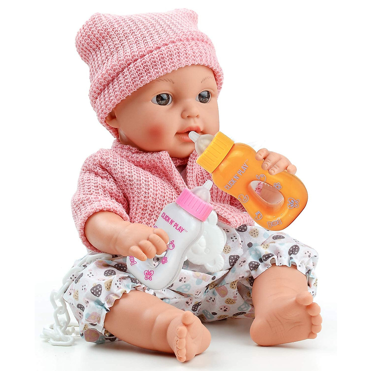 Click N' Play Magic Toy Set, Play Baby Bottles with Disappearing Milk & Juice, Doll Accessories for Kids & Toddlers, Great Gift for Little Girls Ages 2-4