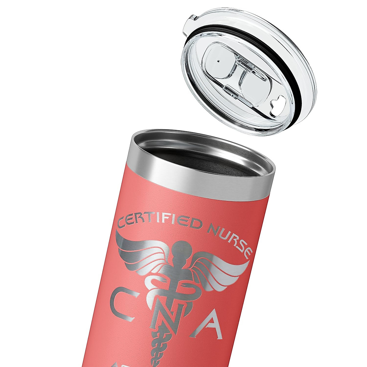 Personalized CNA Certified Nurse Assistant Gift on Guava 22 oz Stainless Steel Skinny Tumbler Custom Engraved Gifts for Men and Women