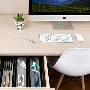 LIVORINI Kitchen Utensils Organizer | Utensil Tray Holder | Large Non-Slip Cutlery Drawer Organizer, 3 Compartment Multi-Purpose Home Organization, Black Utensil Organizer