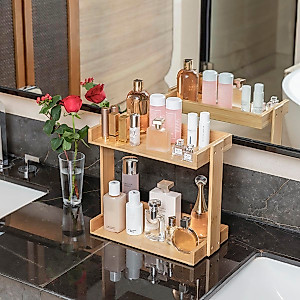 PELYN 2-Tier Countertop Organizer for Bathroom Counter, Makeup Organizer for Vanity Perfume Cosmetic Skincare Dresser Organizers Countertop for Bathroom and Kitchen