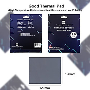 Thermal Pad 12.8 W/mK, 120x120x1.0mm, Non Conductive Heat Resistance,Extreme Odyssey Silicone Thermal Pads for PC Laptop Heatsink/GPU/CPU/LED/SSD/PS4 Cooler (1.0mm)