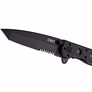 CRKT M16-10KZ EDC Folding Pocket Knife: Everyday Carry, Black Serrated Edge Blade, Tanto, Automated Liner Safety, Nylon Handle, Pocket Clip