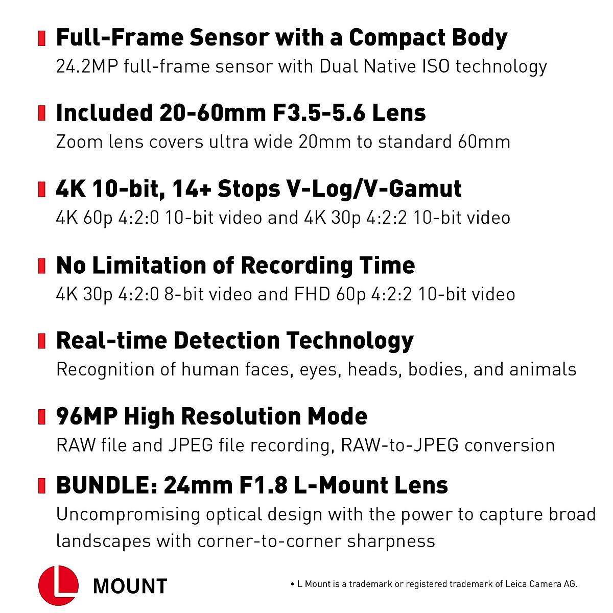 Panasonic LUMIX S5 Full Frame Mirrorless Camera (DC-S5KK) and LUMIX S Series 24mm F1.8 Lens (S-S24)