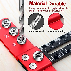 YoHold Cabinet Hardware Jig Tool, Aluminium Alloy Adjustable Cabinet Handle Install Template Tool, Punch Locator Drill Template Guide, Cabinet Hole Drilling Template for Knobs, Handles,Pulls,7 Holes